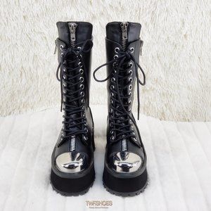 Demonia | Shoes | Gravedigger Unisex Chrome Toe Cap Platform Combat ...